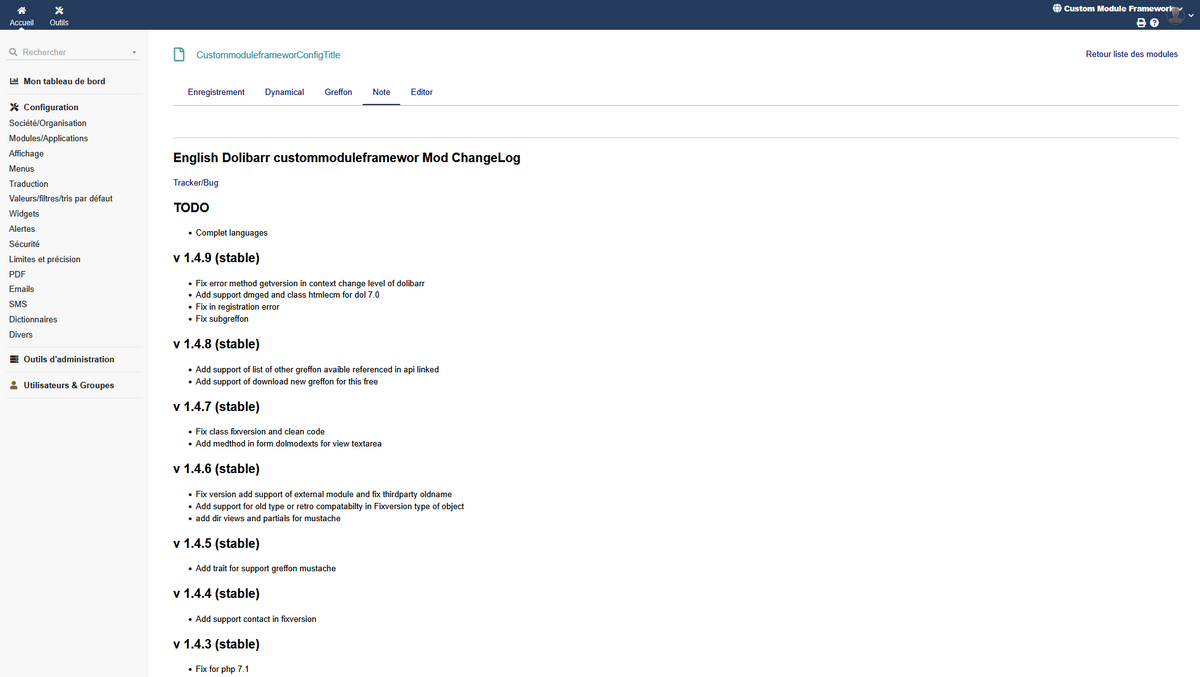 Custom Module Framework | Dolibarr MarketPlace